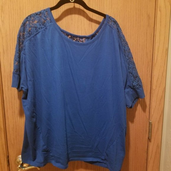 Lane Bryant | Tops | 82 Lane Bryant Blue Lace Insets | Poshmark